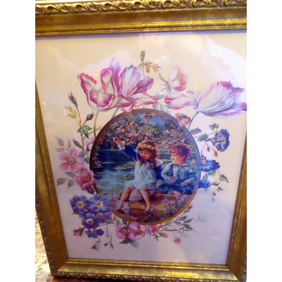 Art | Sandra Kuck Patience 1996 Signed Art Print Floral Matting Gold ...